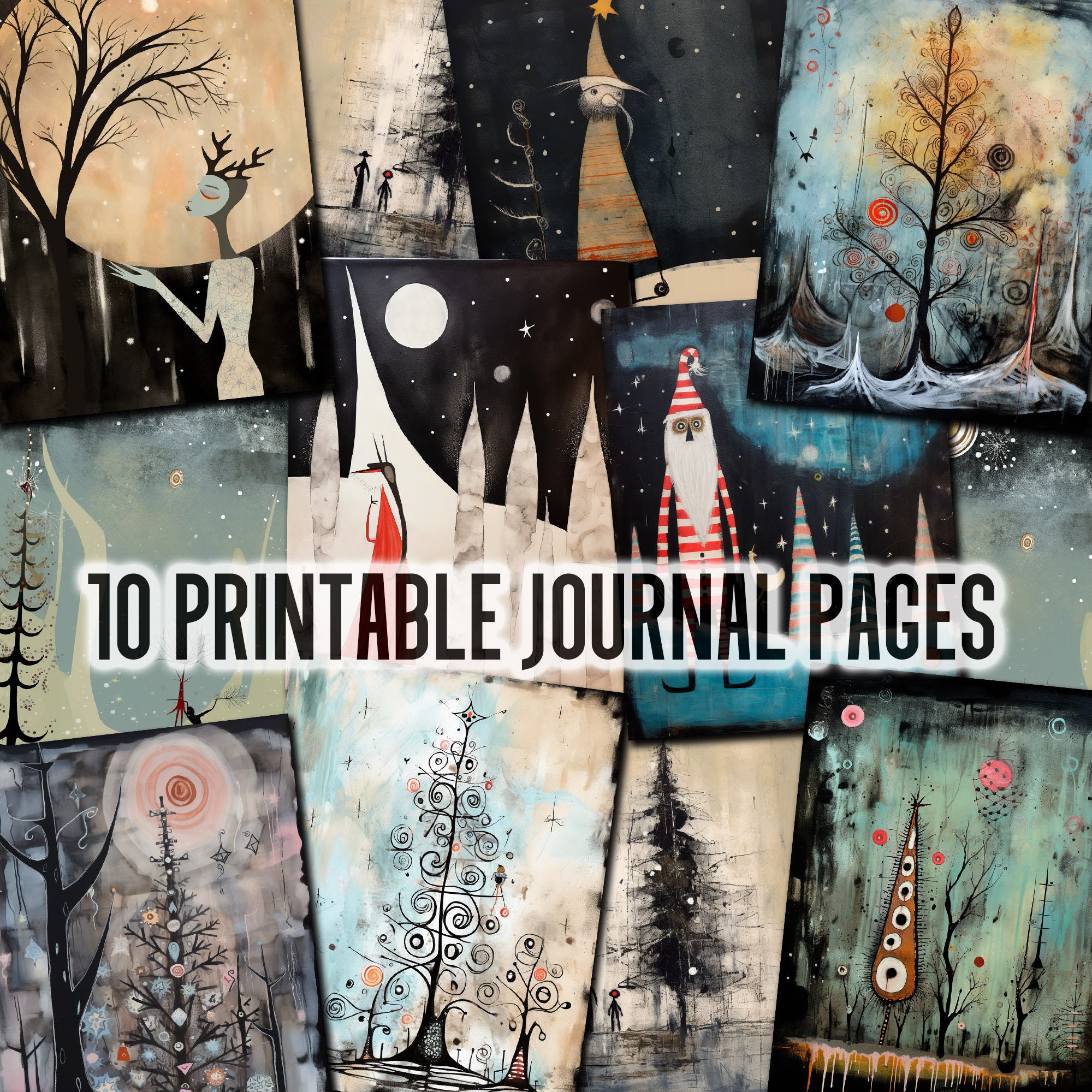 Dark Winter Art Gloomy Christmas Digital Illustrations Children & Avant ...