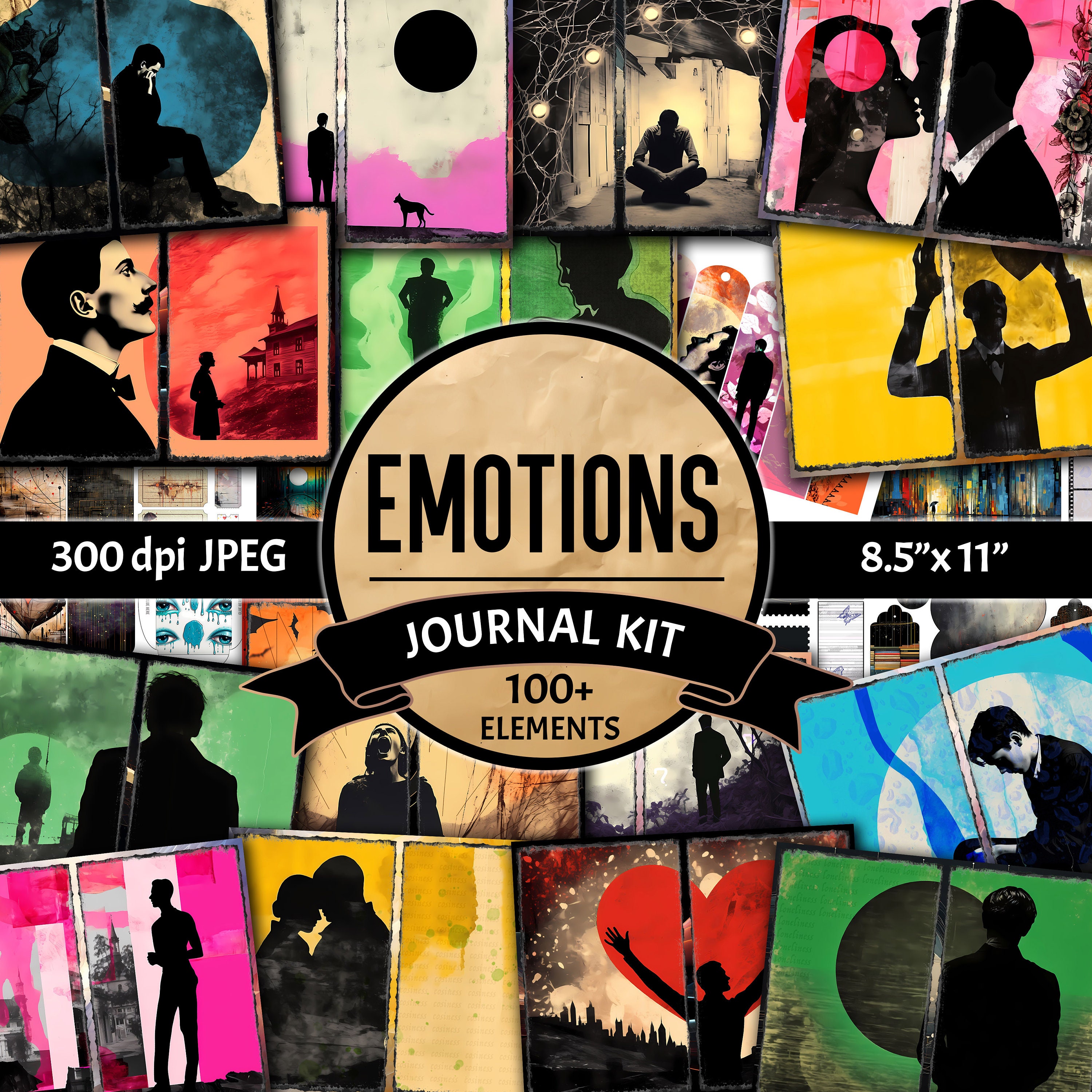 Emotions in Decadence Style: A Printable Journal Kit Pages, Backgrounds ...