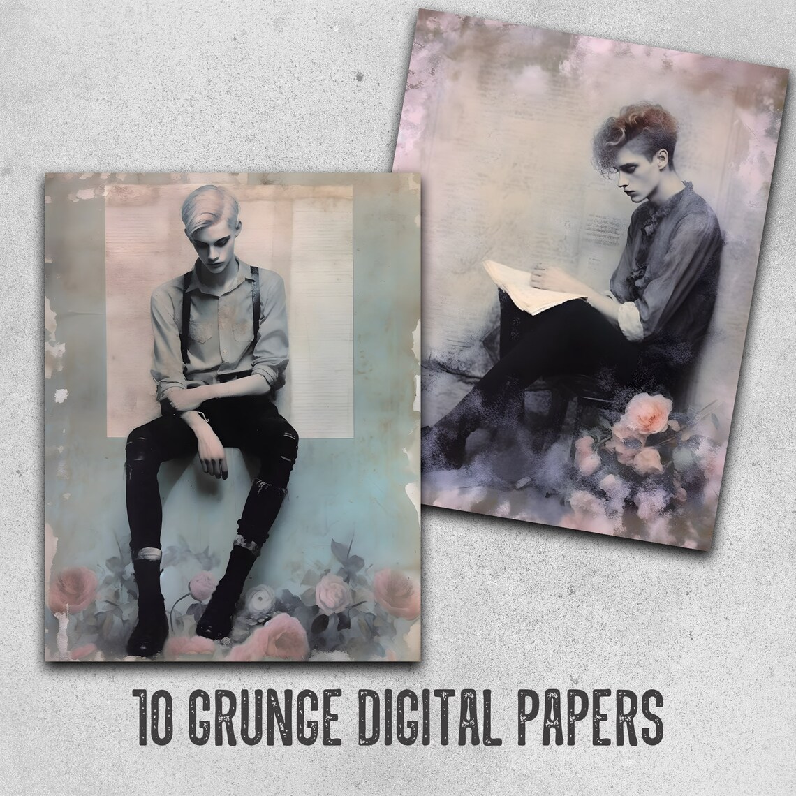 Grunge Goth Scrapbooking Kit Printable Journal Ephemera - Etsy