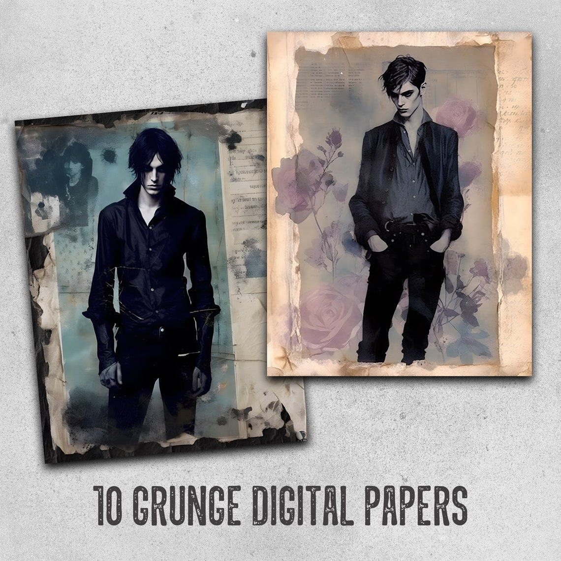Grunge Goth Scrapbooking Kit - Printable Gothic Journal Pages - Digital ...