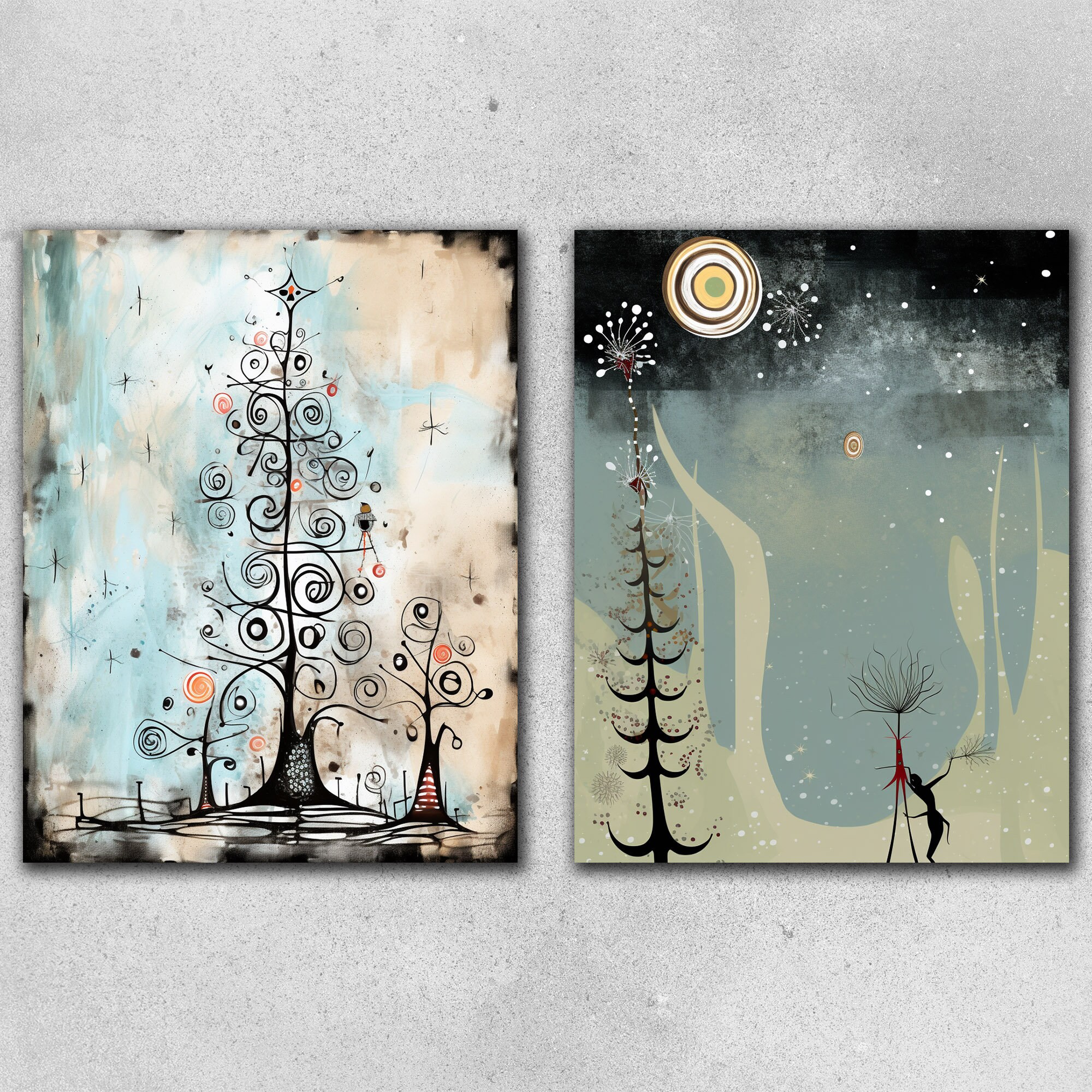 Dark Winter Art Gloomy Christmas Digital Illustrations Children & Avant ...