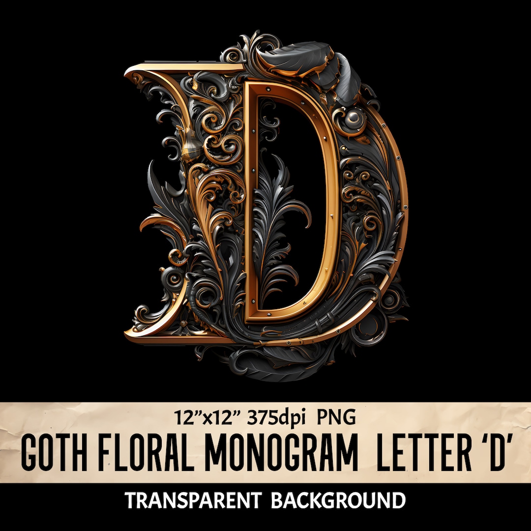 Alphabet Letter D Goth Style - Sublimation Scrapbooking Collage Graphic ...