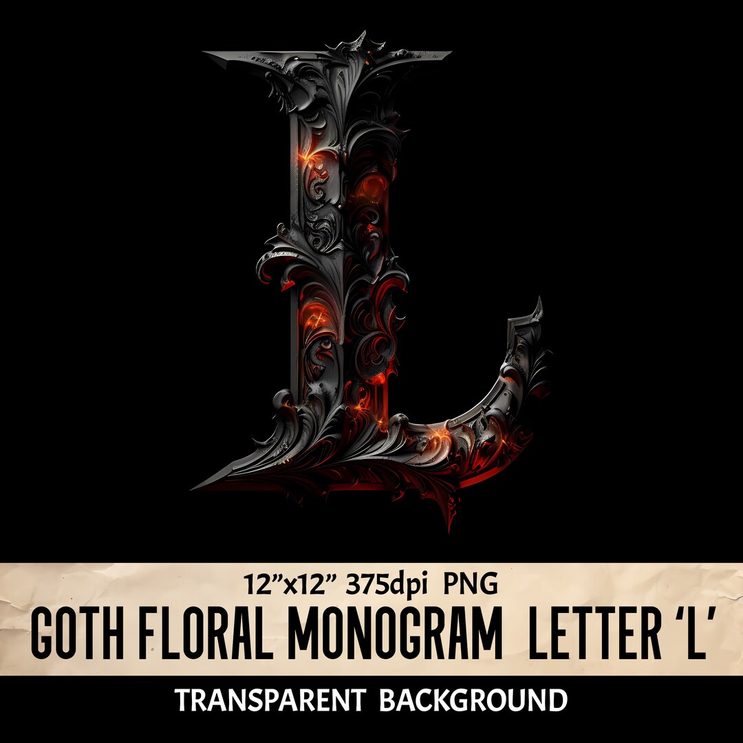 Alphabet Letter L Goth Style - Sublimation Scrapbooking Collage Graphic ...