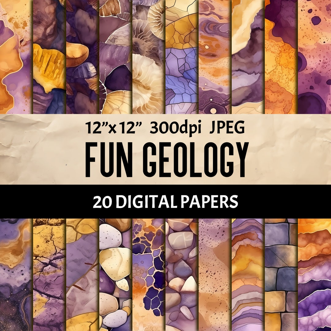Geology Art Digital Paper Set - Seamless Pattern Commercial Use Instant ...