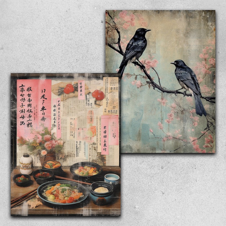 Japanese Ephemera Scrapbooking Kit Grunge Views in Japan Printable ...