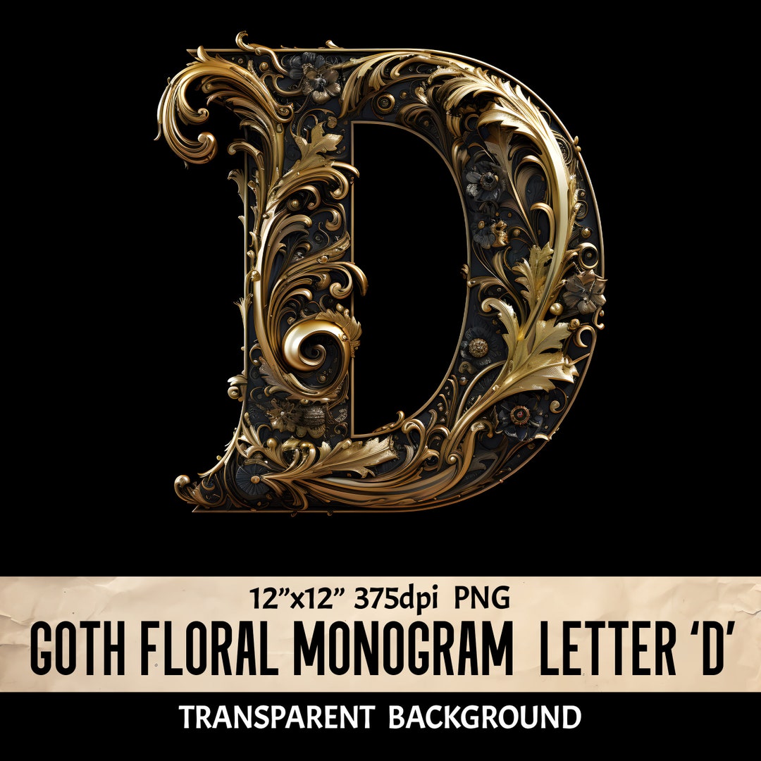 Alphabet Letter D Goth Style - Sublimation Scrapbooking Collage Graphic ...