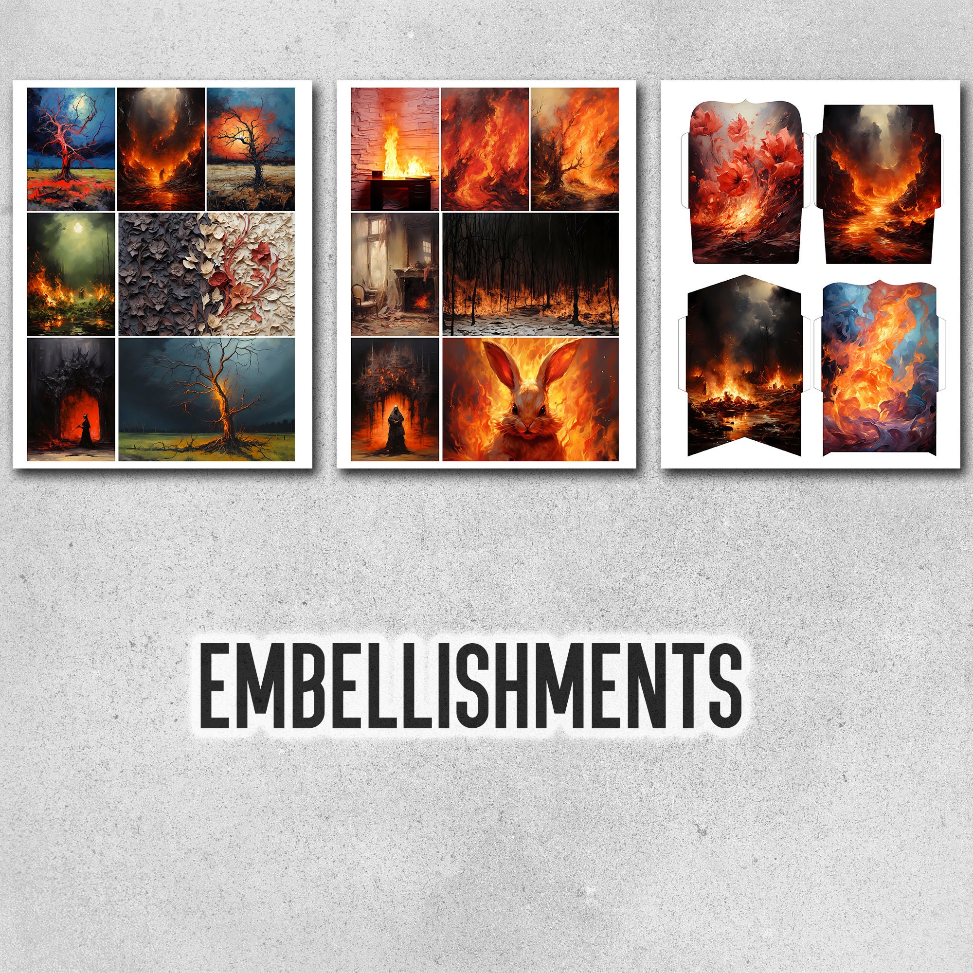 Printable Fire Journal Kit Digital Pages and Embellishments for Junk ...