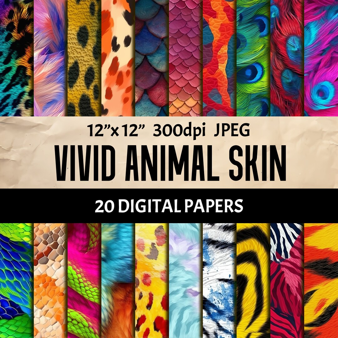 Animal Prints Digital Paper Set - Commercial Use Seamless Pattern ...