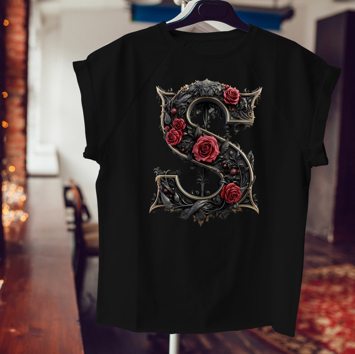 Goth Floral Monogram Initial Letter S Sublimation Scrapbooking Collage ...