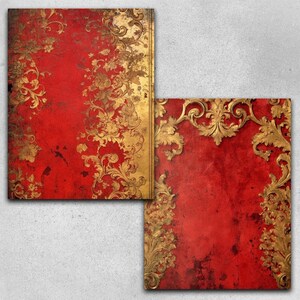 Tattered Red and Gold Junk Journal Kit Pages Scrapbooking Supplies ...