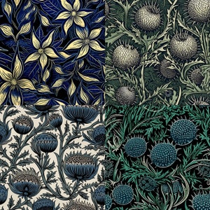 Floral Goth Pattern Seamless - Gothic Flowers Digital Paper Set ...