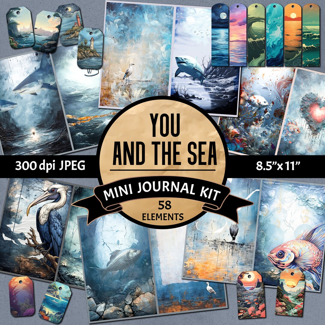 Sea Journal Kit Printable Ocean Pages, Tags, Bookmarks, Pockets ...