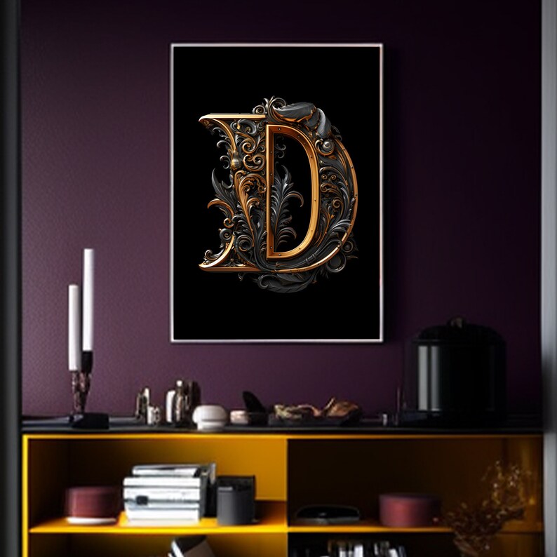Alphabet Letter D Goth Style Sublimation Scrapbooking Collage Graphic ...