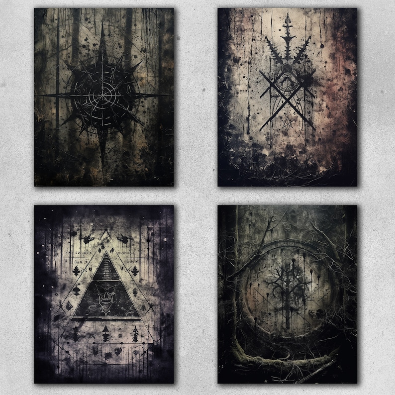 Printable Occult Black Grunge Journal Pages Esoteric Designs, Dark ...