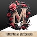 Goth Floral Monogram Initial Letter M Sublimation Scrapbooking Collage ...