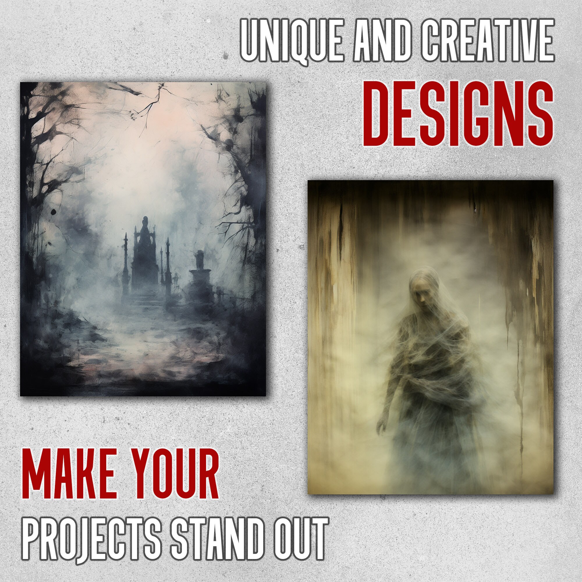 Horror Printable Journal Page Fear Digital Paper for Junk Journaling ...