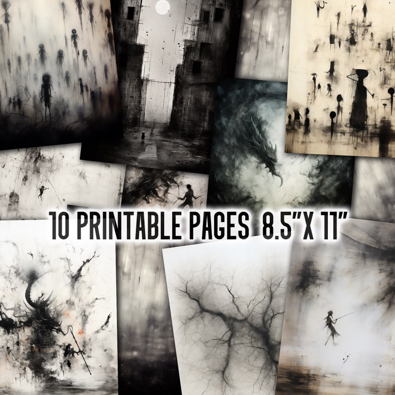 Horror Printable Journal Page Fear Nightmare Dreams Digital Paper for ...