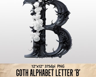 Goth Floral Monogram Initial Letter S Sublimation Scrapbooking Collage ...