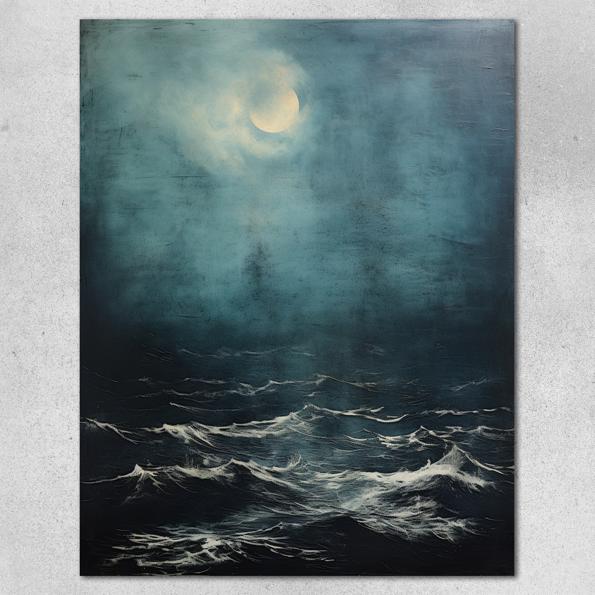 Dark Moody Ocean Digital Illustrations Anxiety-inducing Sea Backgrounds ...
