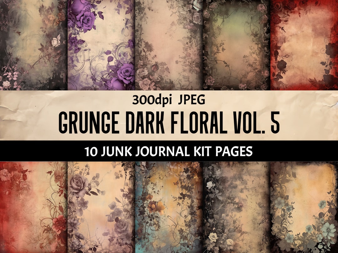 Dark Floral Digital Pages | Gothic & Grunge Flower Art | Anxiety and ...