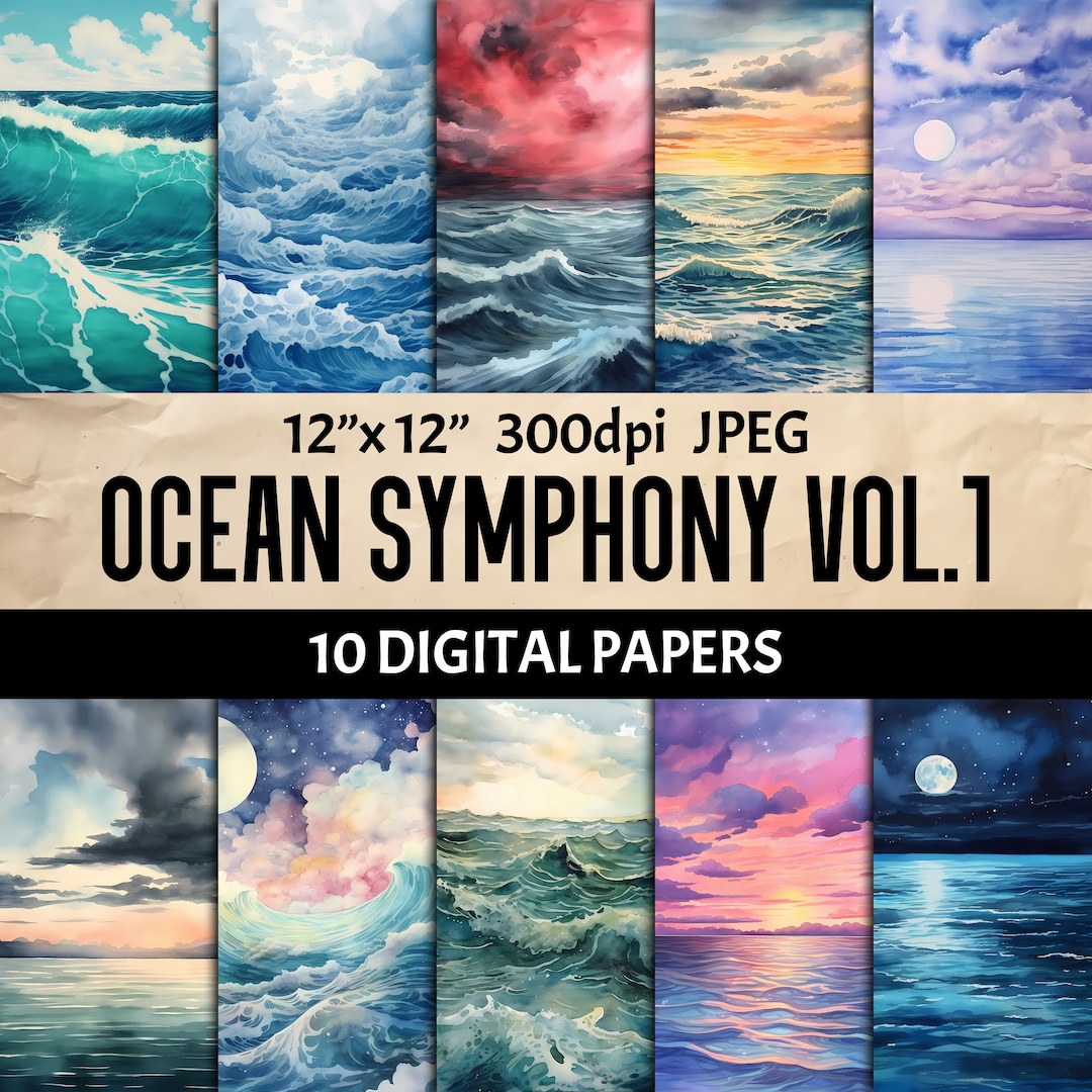 Ocean Theme Digital Paper Pack - Nautical Sea Ephemera - Scrapbooking ...