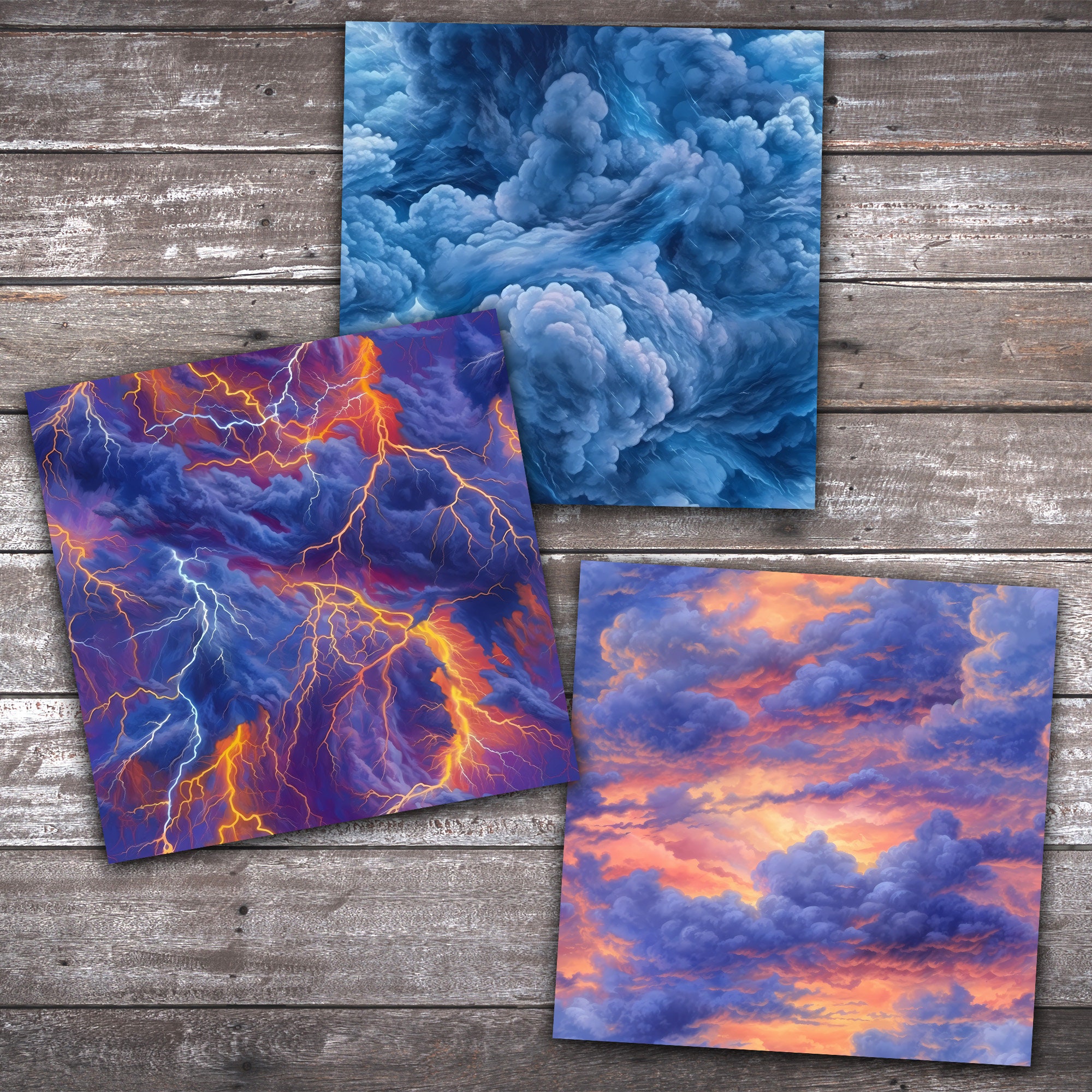 Clouds Digital Paper Set Sunset Printable Art Bright Sky - Etsy