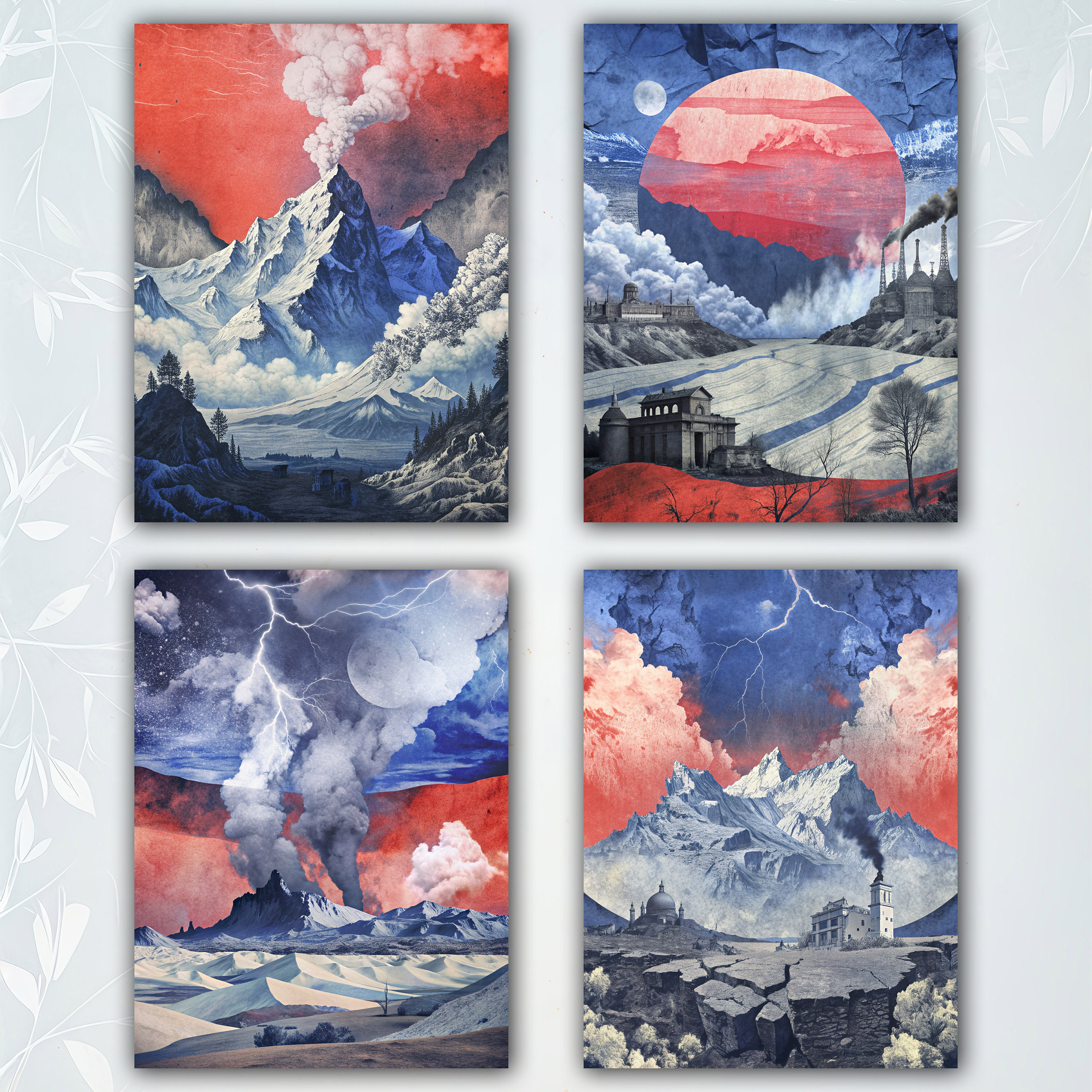 Natural Disasters Collage Digital Wall Art Junk Journal Pages Printable ...