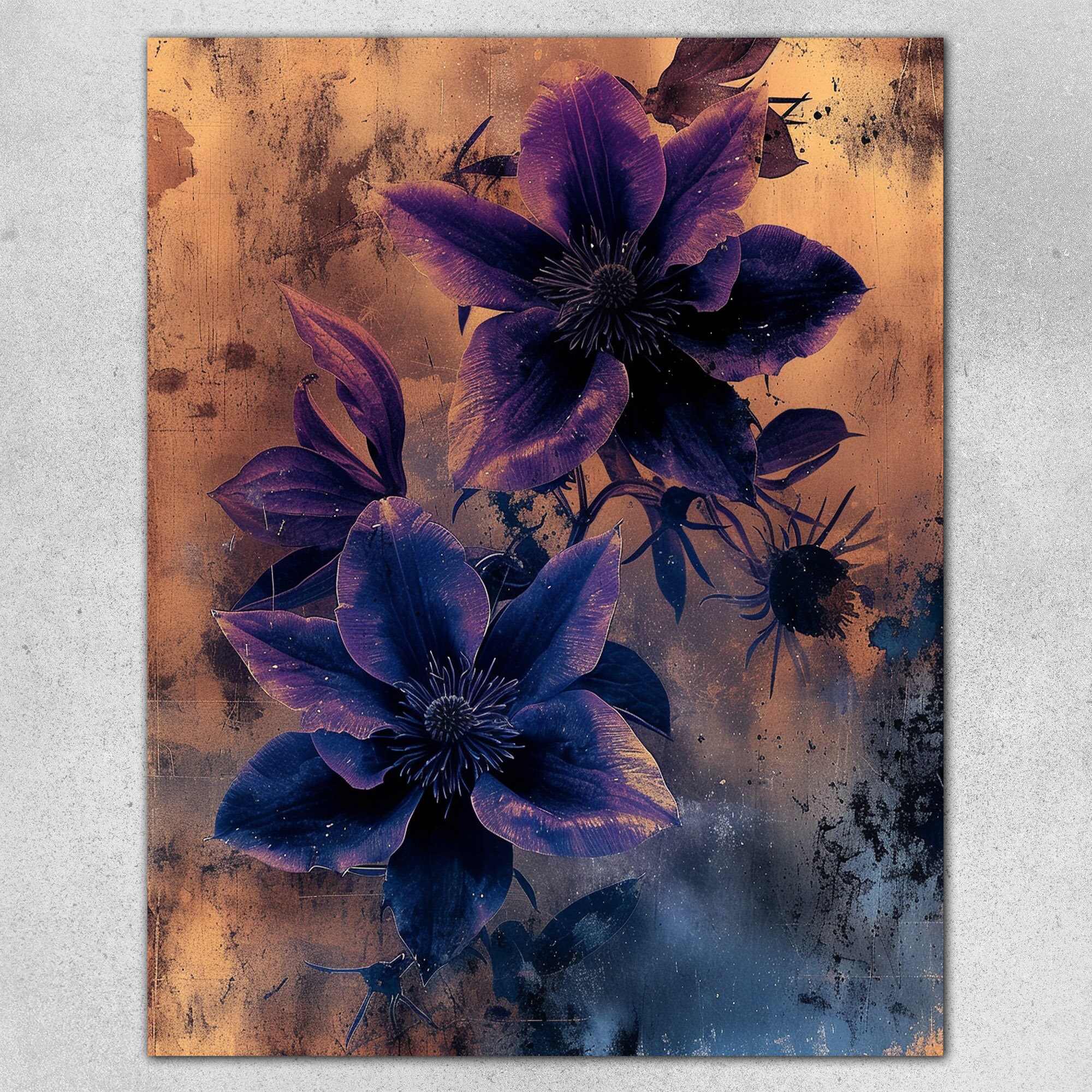 Gothic Midnight Flowers Art Dark Floral Digital Print Creative ...