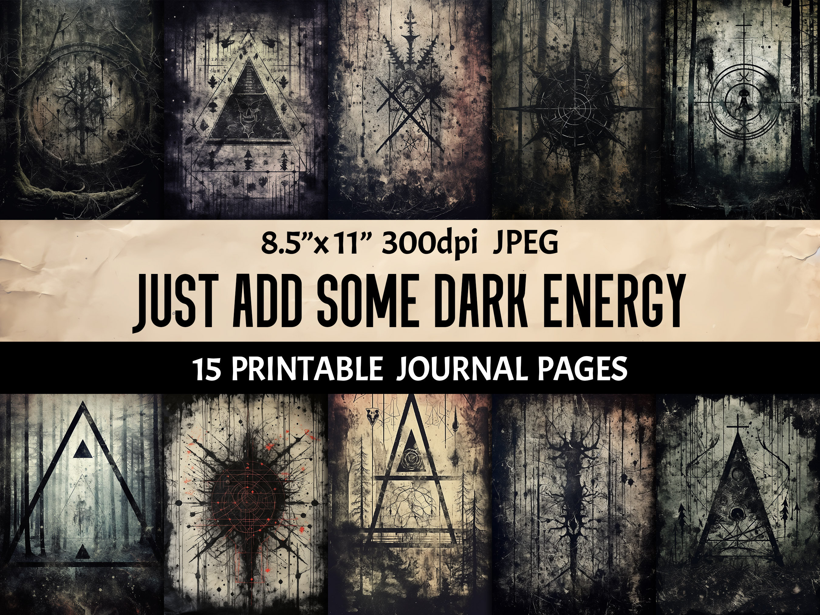 Printable Occult Black Grunge Journal Pages Esoteric Designs, Dark ...