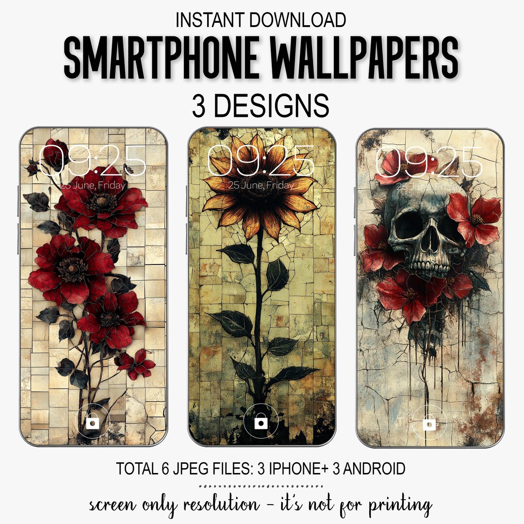 Gothic Flowers Phone Wallpaper Vintage Dark Floral Fantasy Mobile ...
