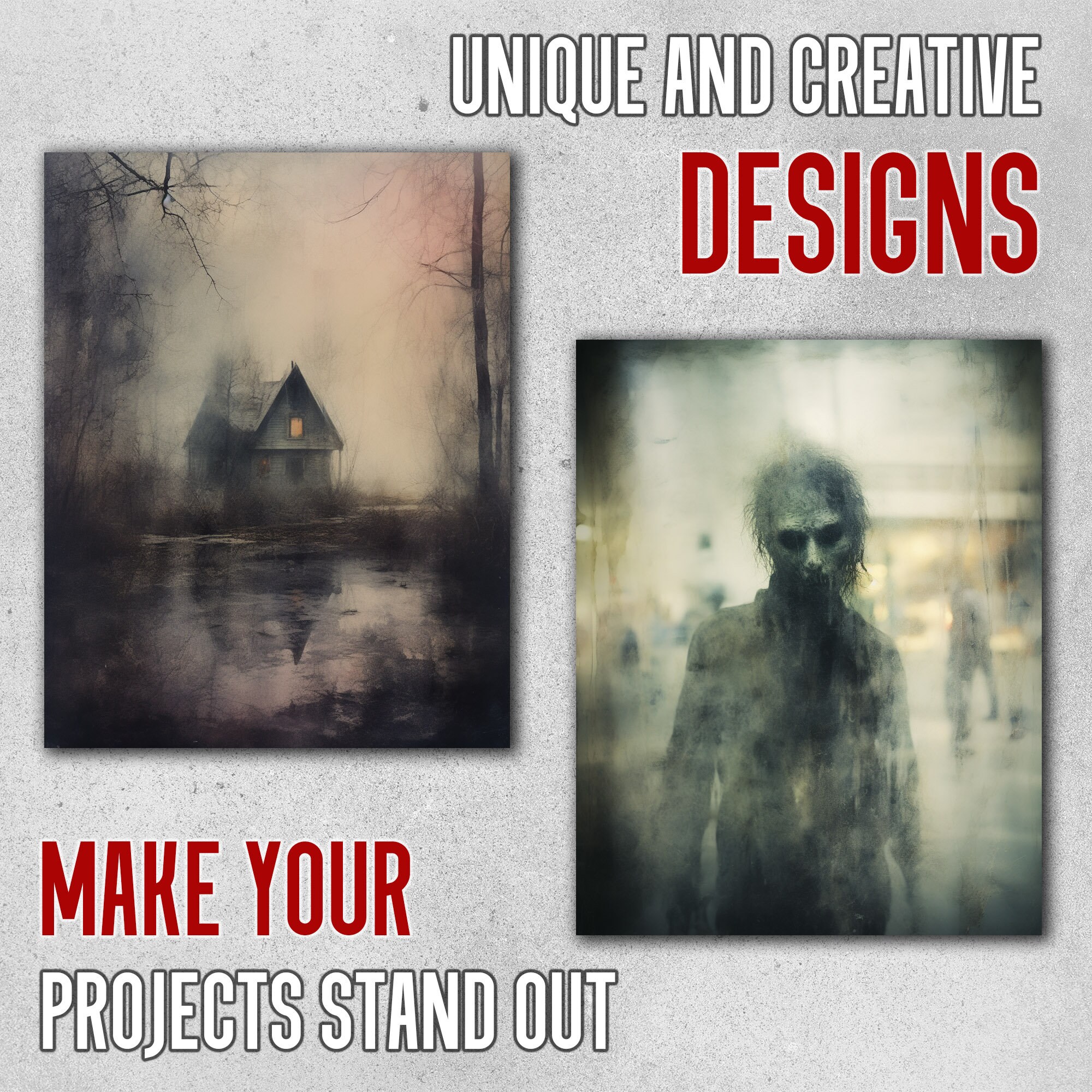 Horror Scary Printable Page Junk Journal Fear Digital Paper for ...