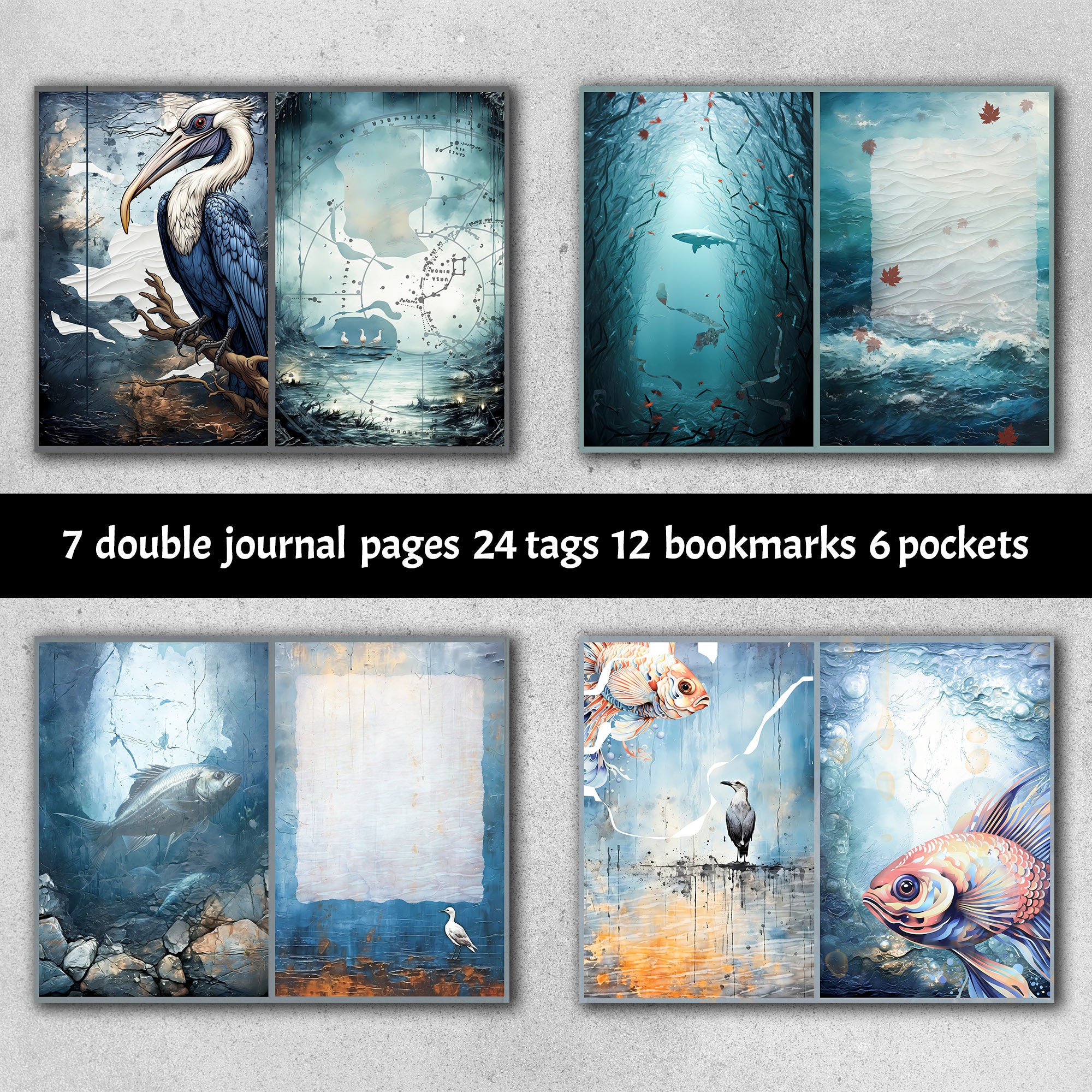 Sea Journal Kit Printable Ocean Pages, Tags, Bookmarks, Pockets ...