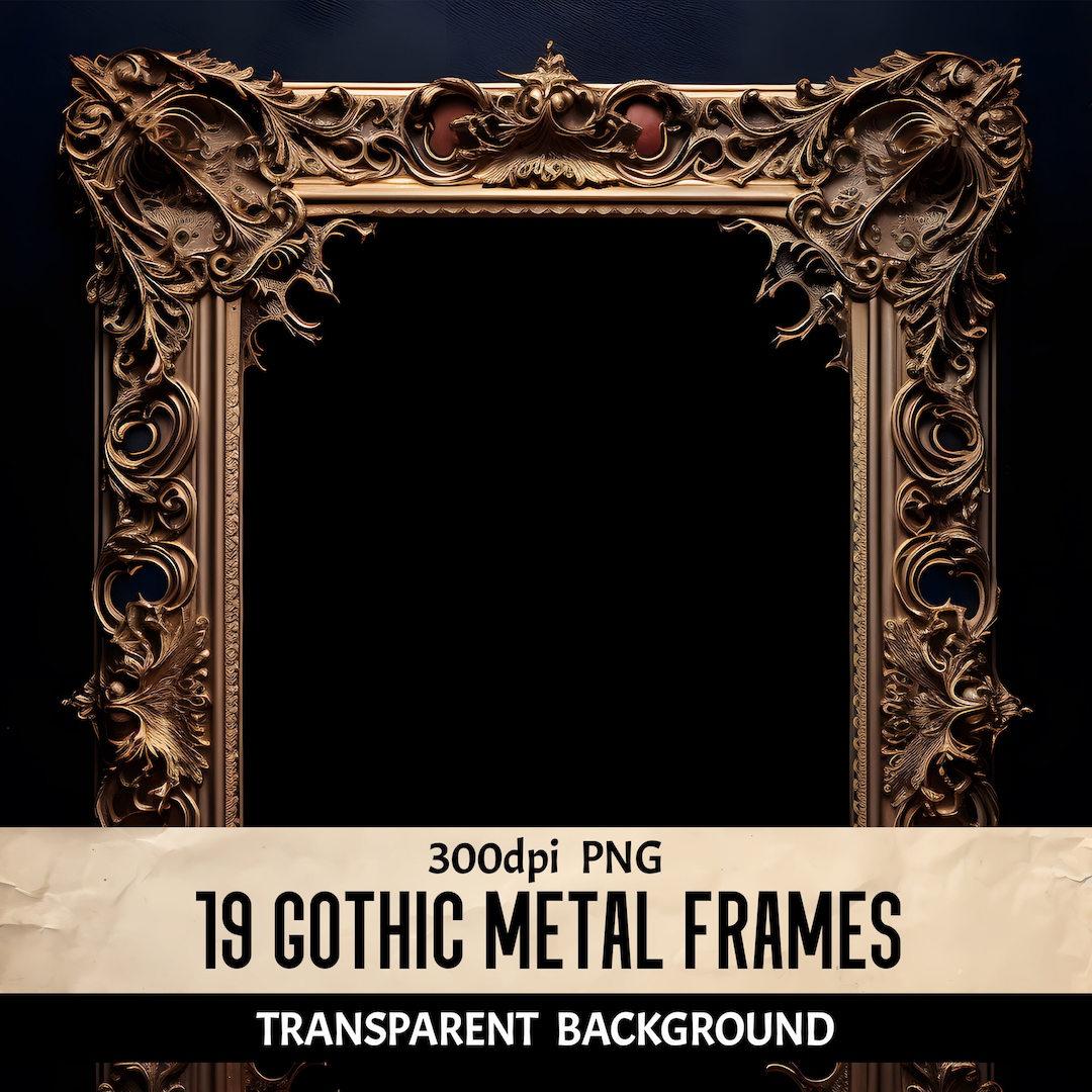 Gothic Metal Frames PNG Digital: 19 Printable Images for Junk Journal ...