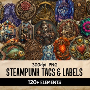 Steampunk Tags and Labels Printable Industrial Junk Journal Supplies ...