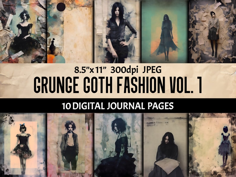 Grunge Goth Fashion Scrapbooking Kit - Printable Gothic Journal ...