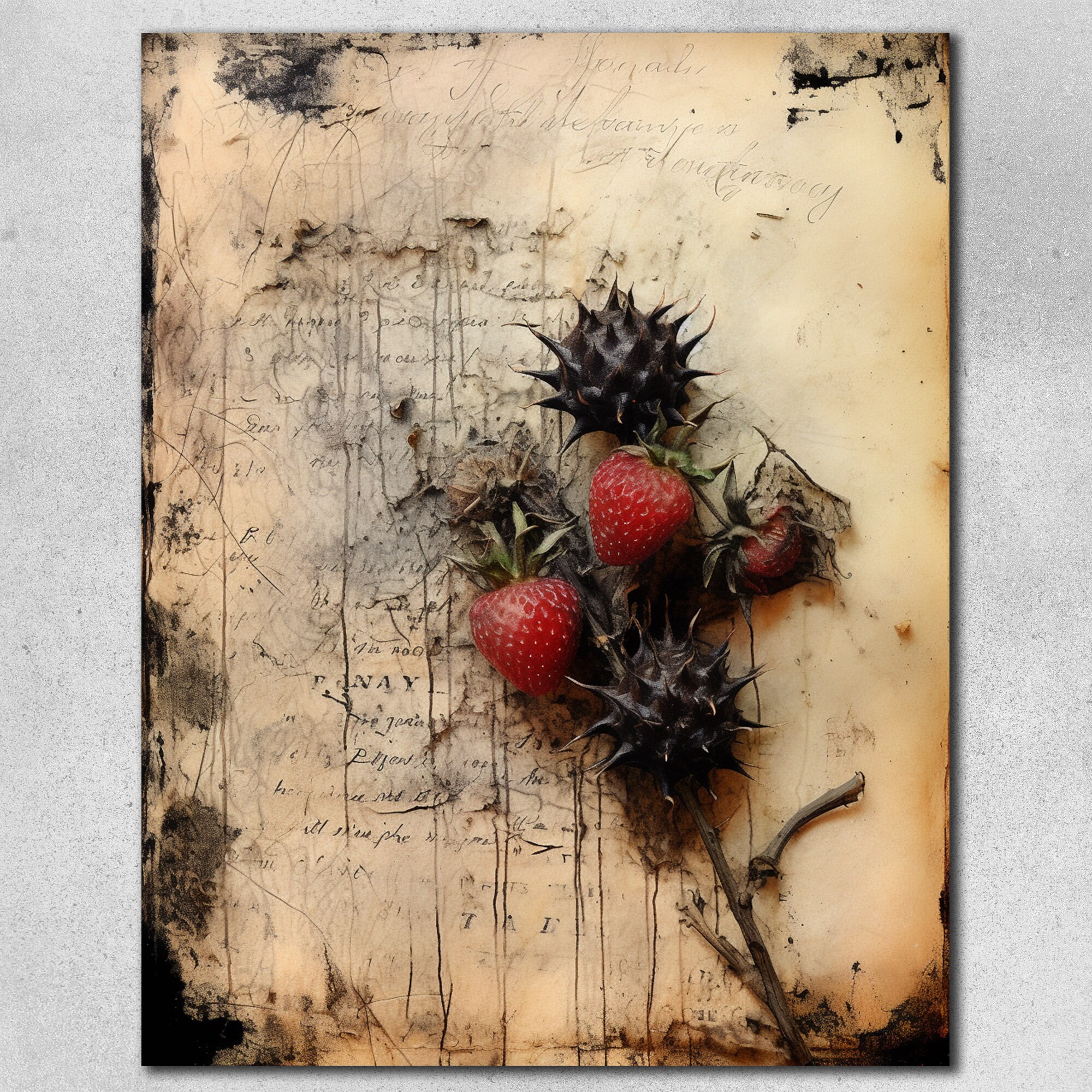 Gothic Strawberry Printable Journal Pages Dark Aesthetic Digital Paper ...