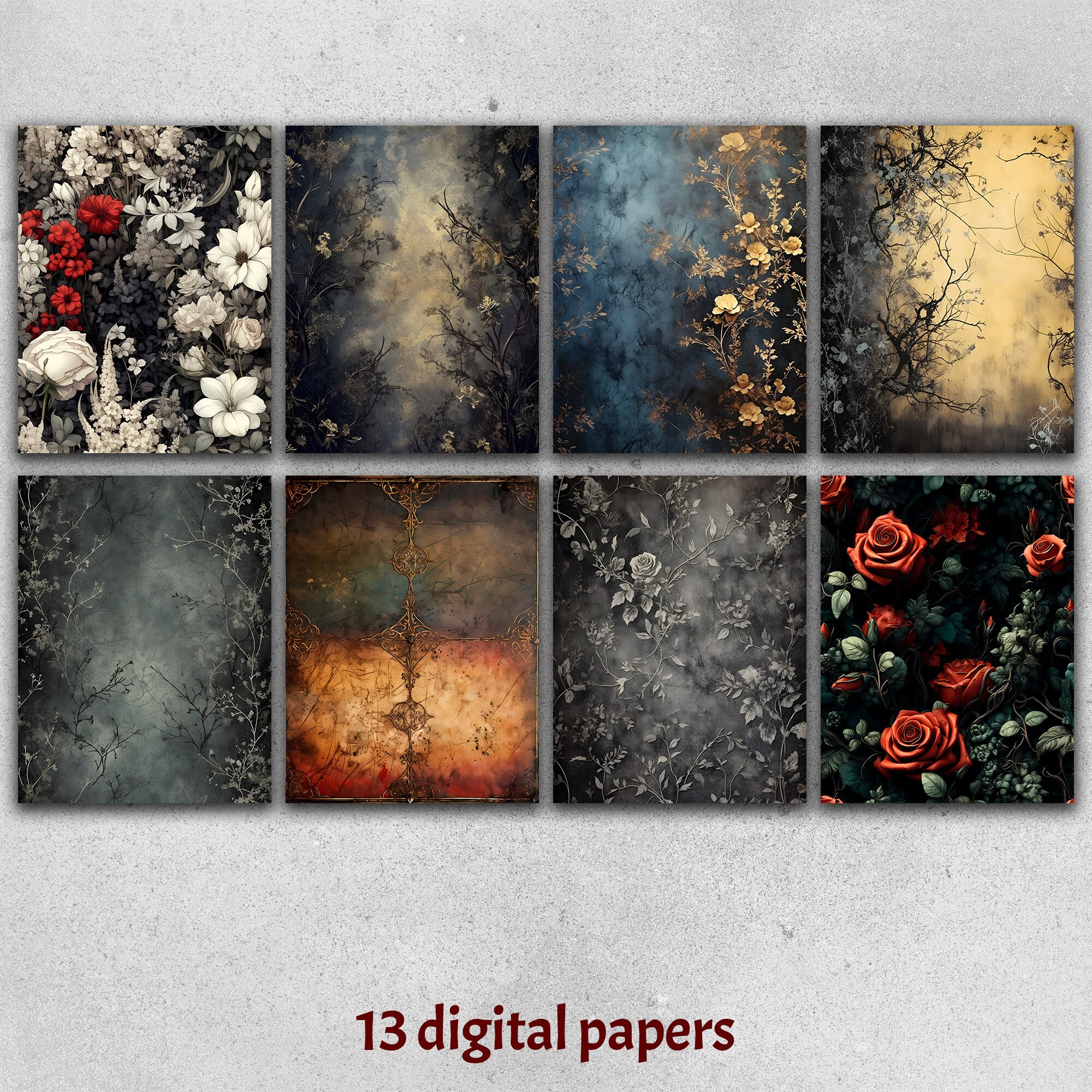 Gothic Junk Journal Kit Goth Embellishments Pages Craft Kits Digital ...