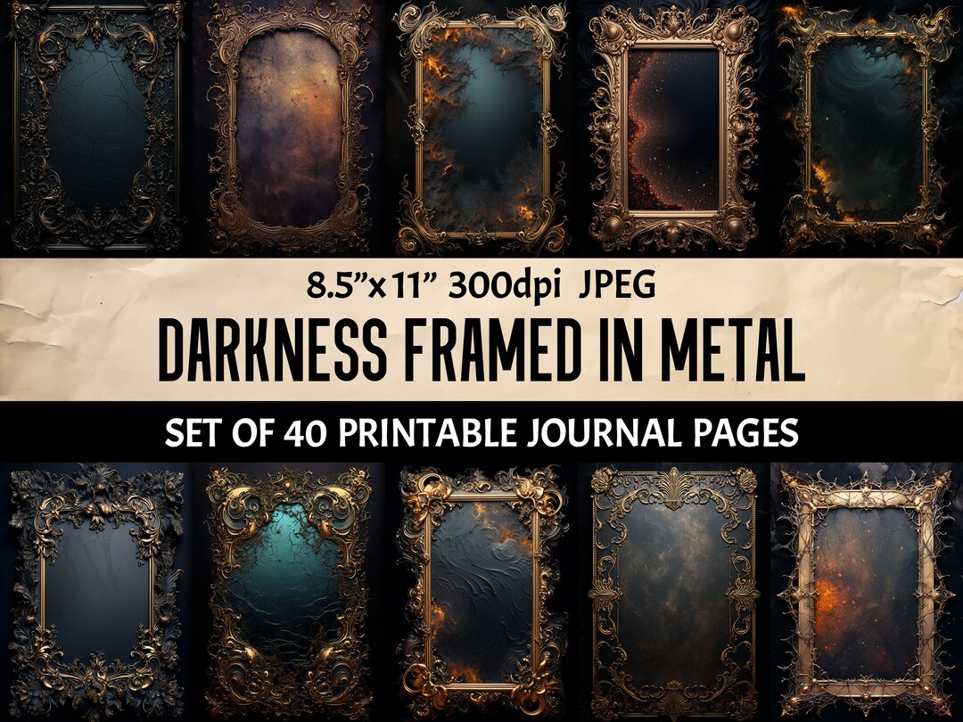 Gothic Printables Frames Pages Pack of 40 Papers for Junk Journals ...