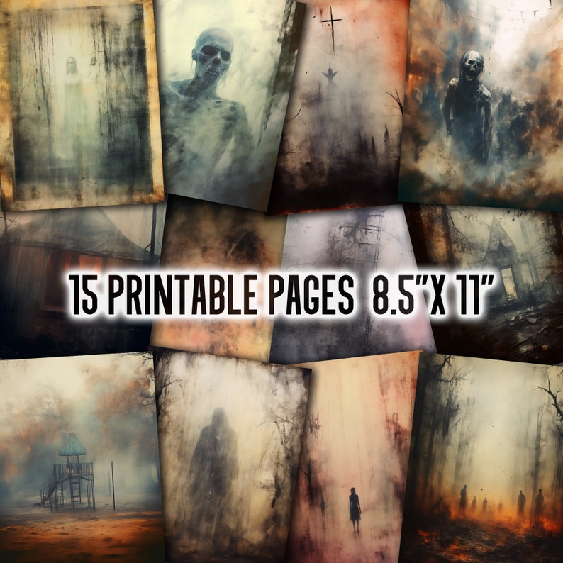 Printable Horror Journal Page Fear Creepy Digital Paper for Junk ...