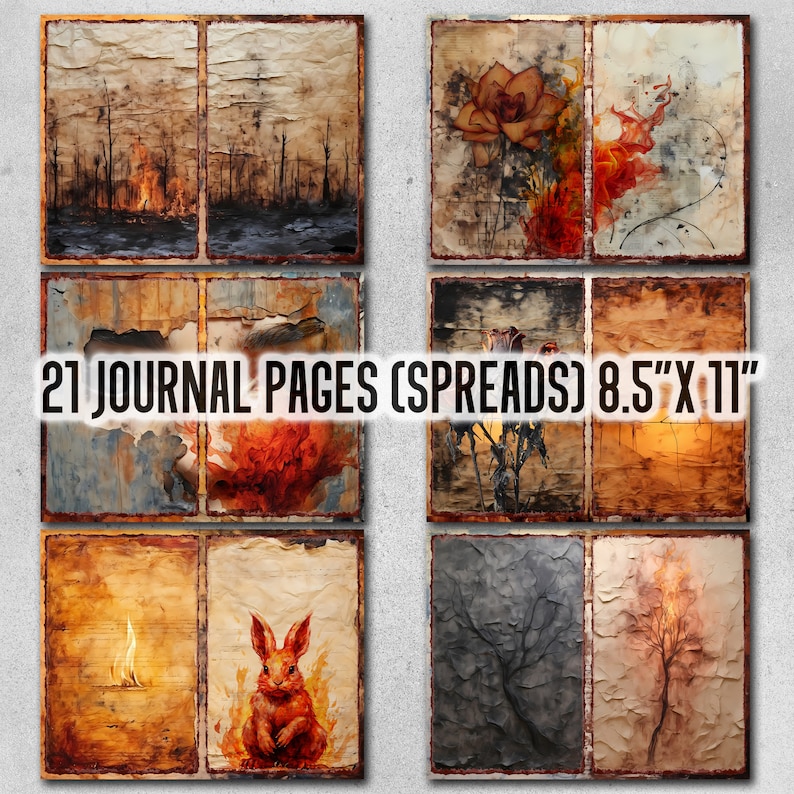 Printable Fire Journal Kit Digital Pages and Embellishments for Junk ...
