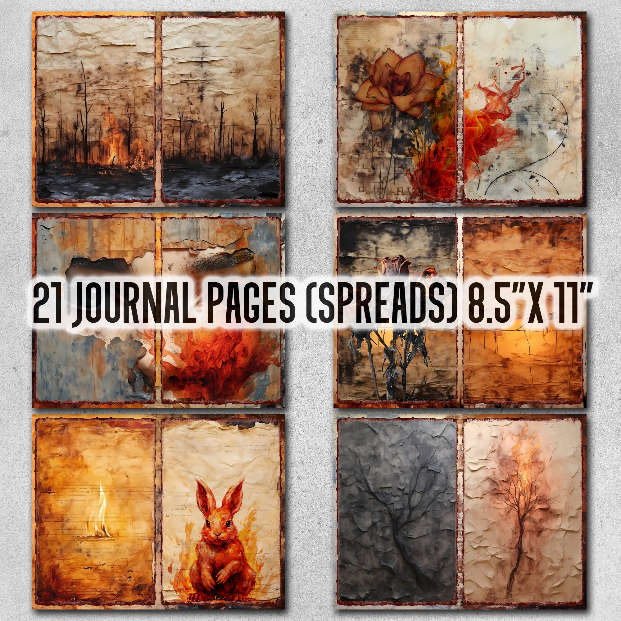 Printable Fire Journal Kit Digital Pages and Embellishments for Junk ...