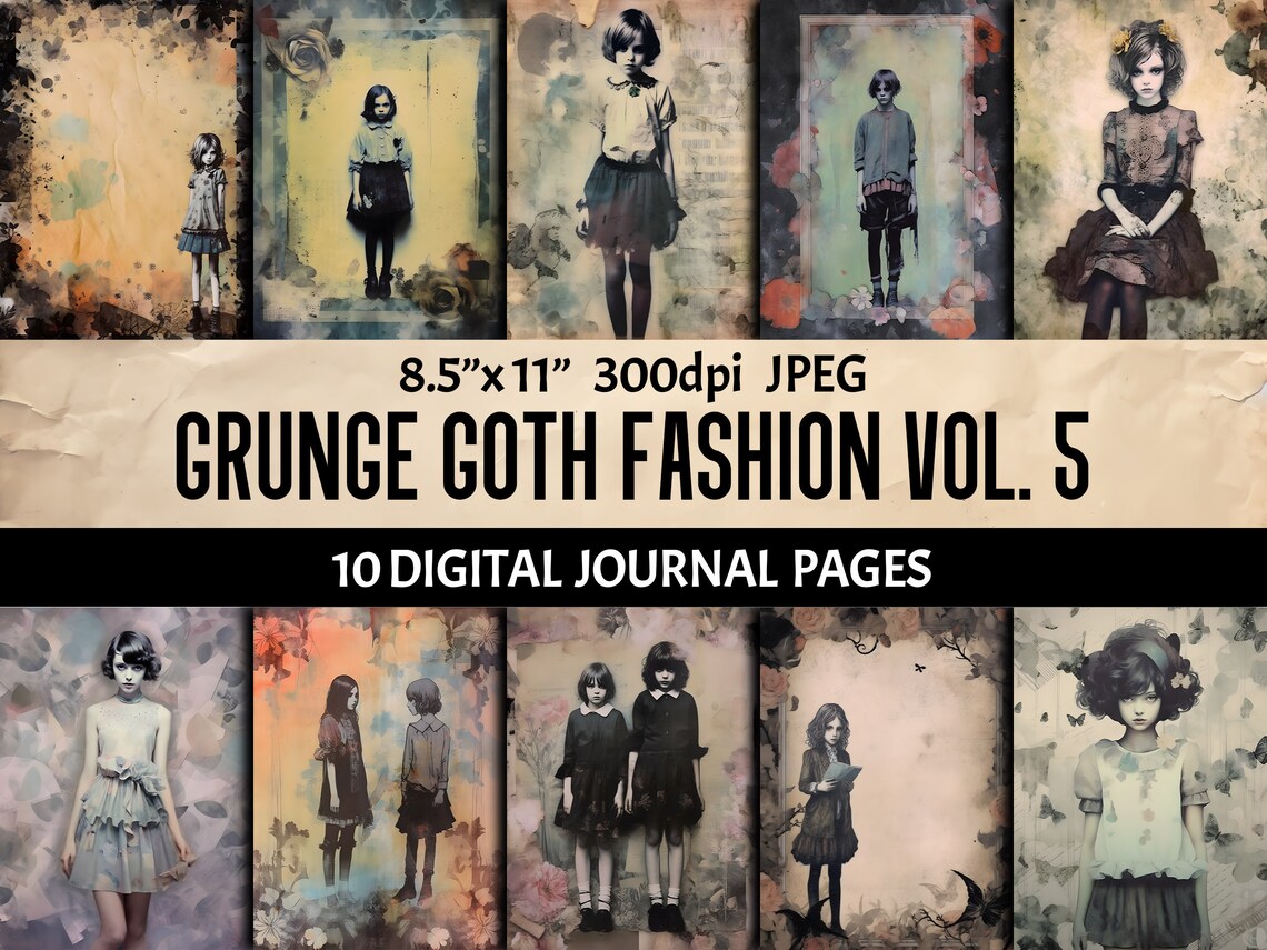 Grunge Goth Junk Journal Kit Digital Scrapbooking Papers - Etsy