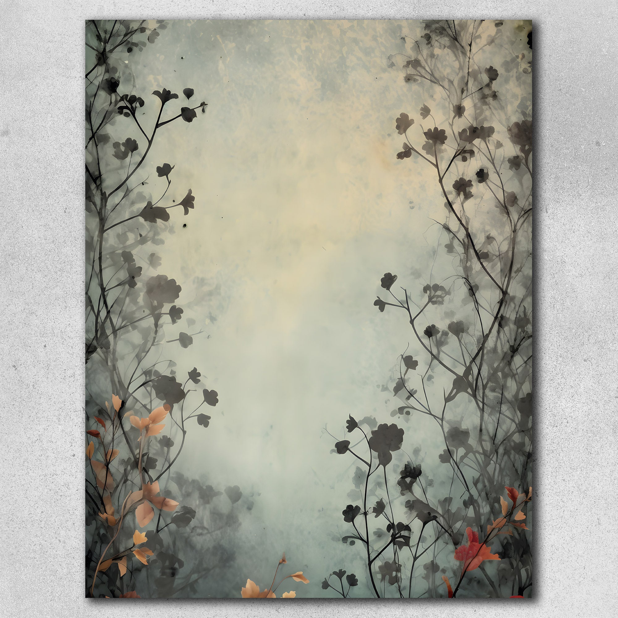 Grunge Dark Floral Scrapbook Papers, Printable Vintage Journal Ephemera ...
