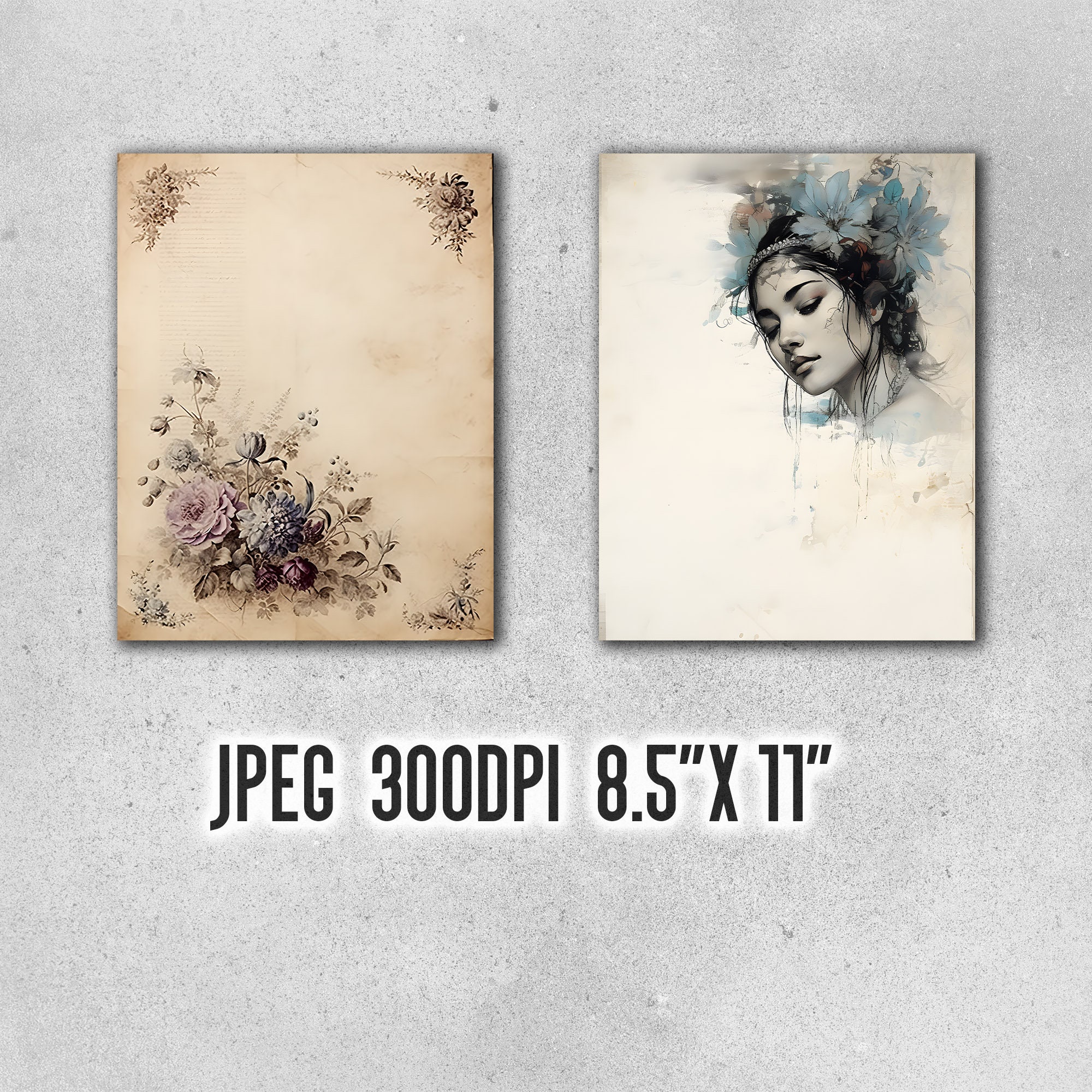 Printable Floral Journal Page Flowers Vintage Classic Grunge - Etsy