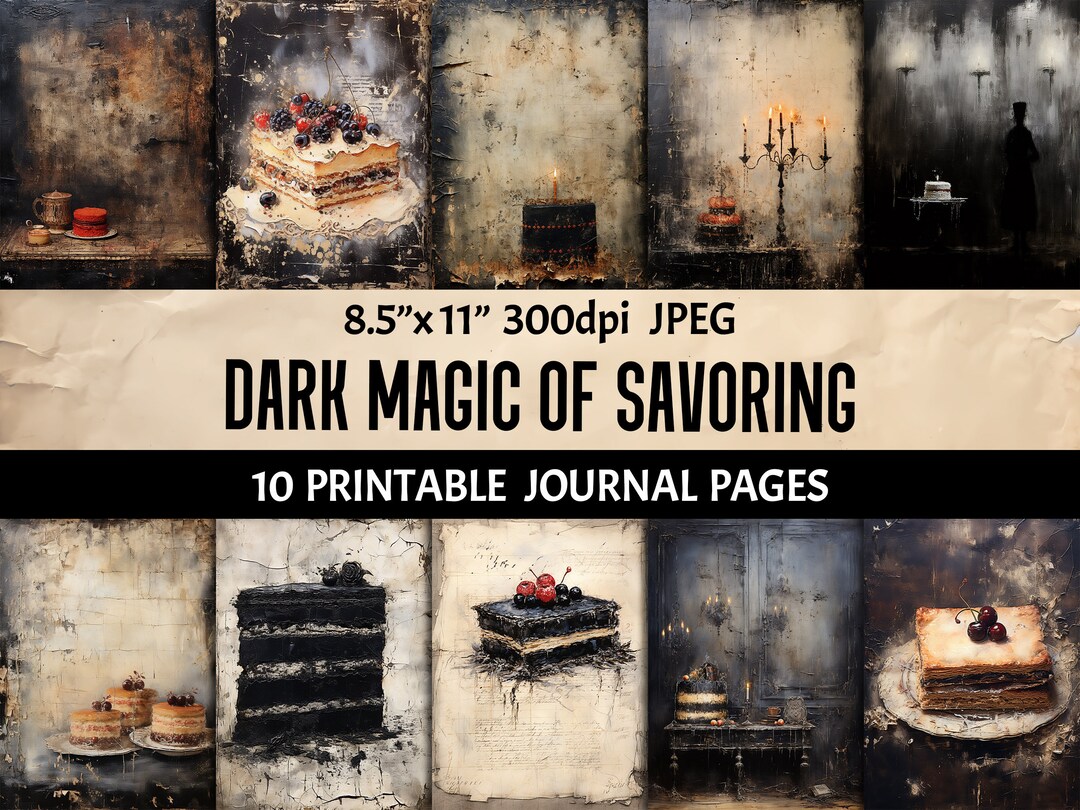 Victorian Dark Cake Journal Page Printable Sweets Pastries Gothic ...