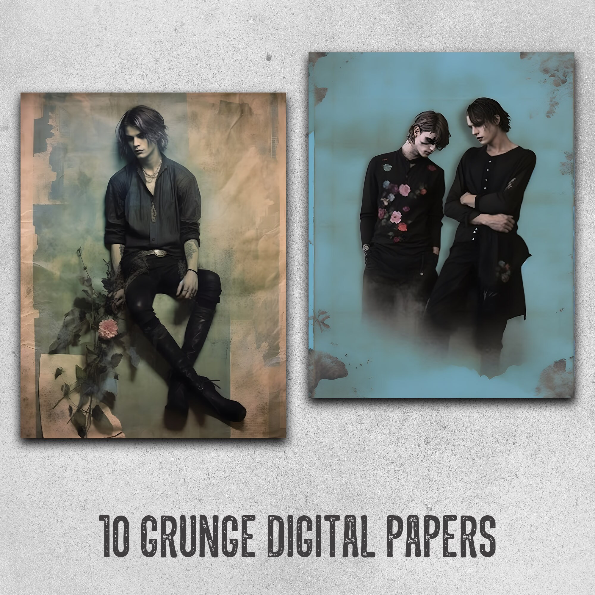 Grunge Goth Journal Pages Printable Gothic Scrapbooking Digital Papers ...