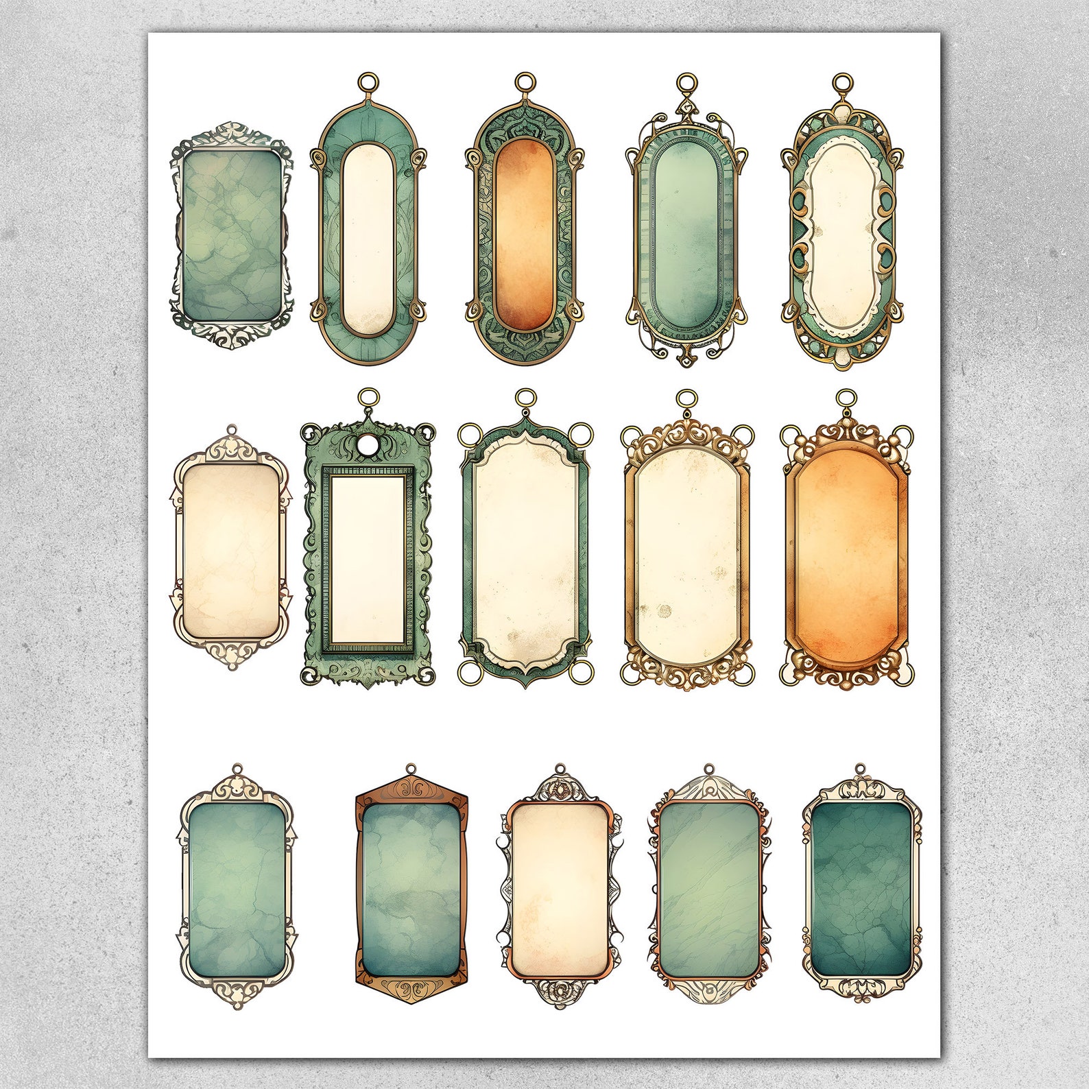 Vintage-inspired Printable Book Plates Tags & Metal Label Holders Ideal ...