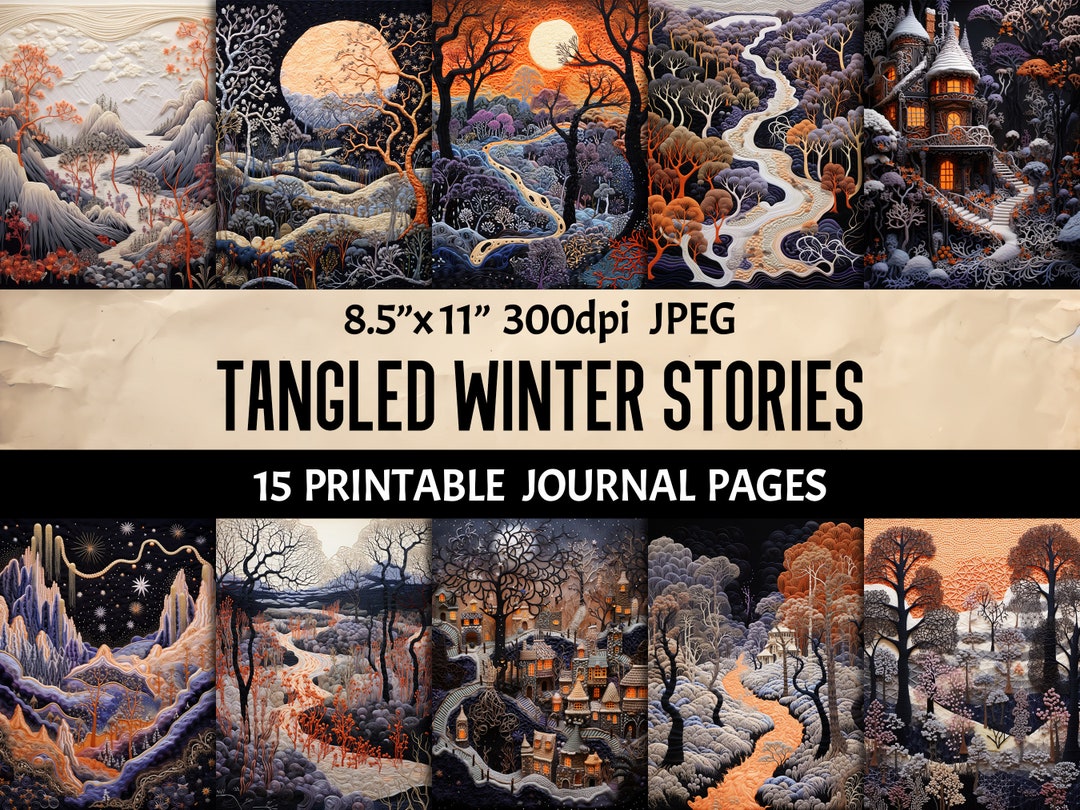 Winter Woven Landscape Digital Paper: Junk Journal Ephemera (digital ...