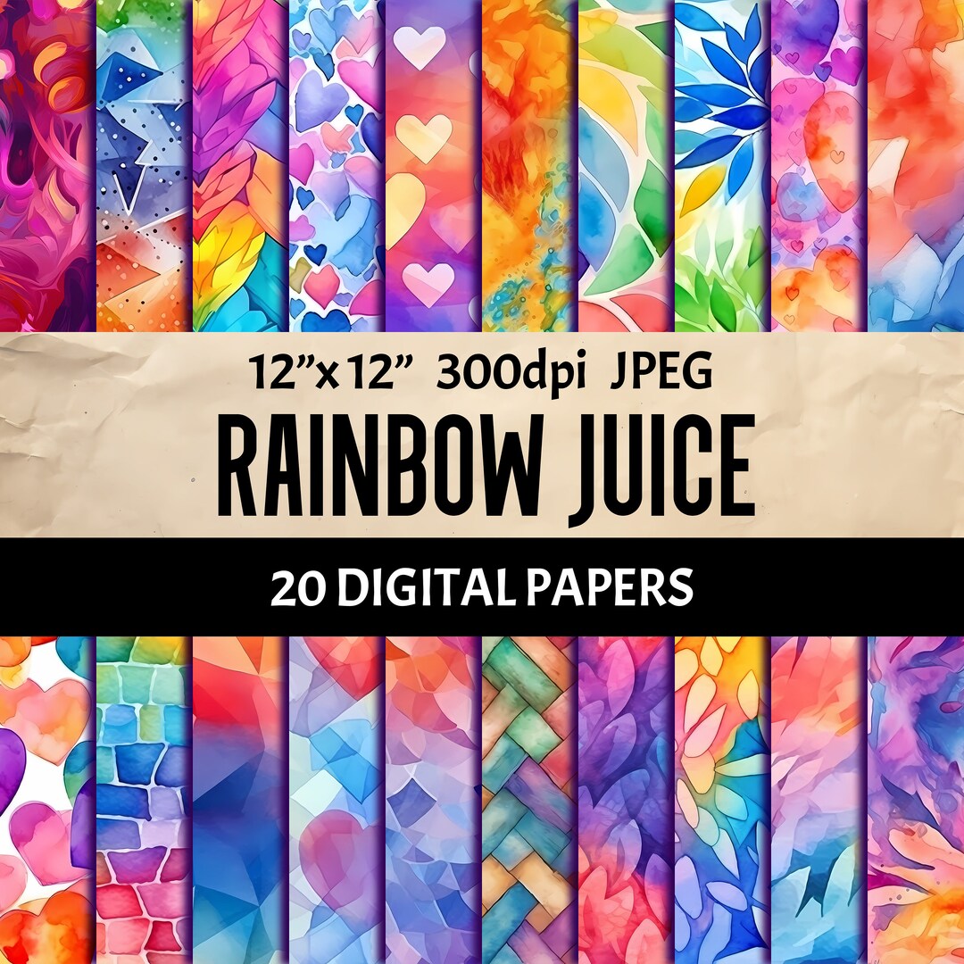 Abstract Rainbow Seamless Pattern - Bright Digital Paper Pack ...