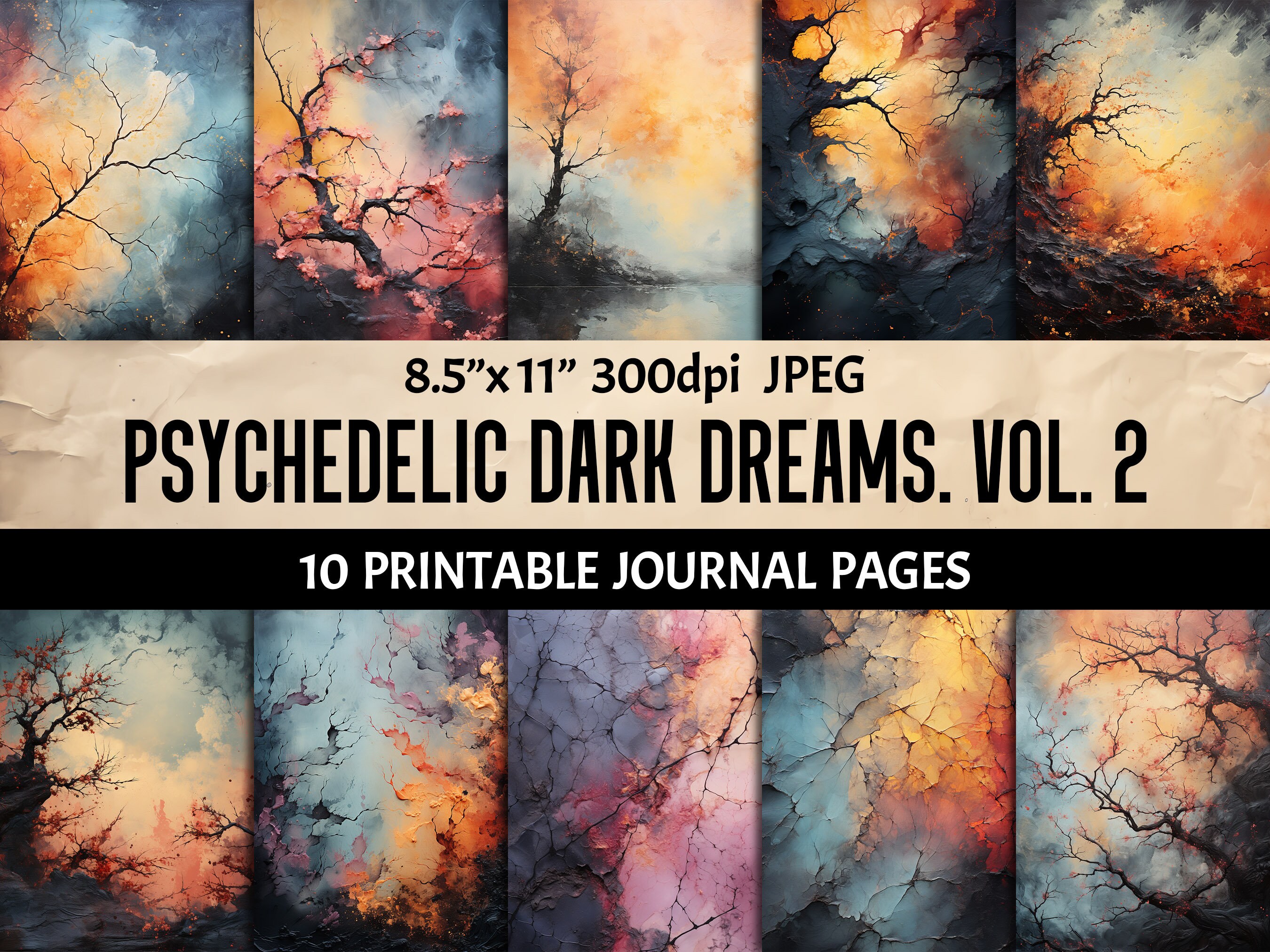 Psychedelic Journal Page Printable for Scrapbooking, Junk Journaling ...